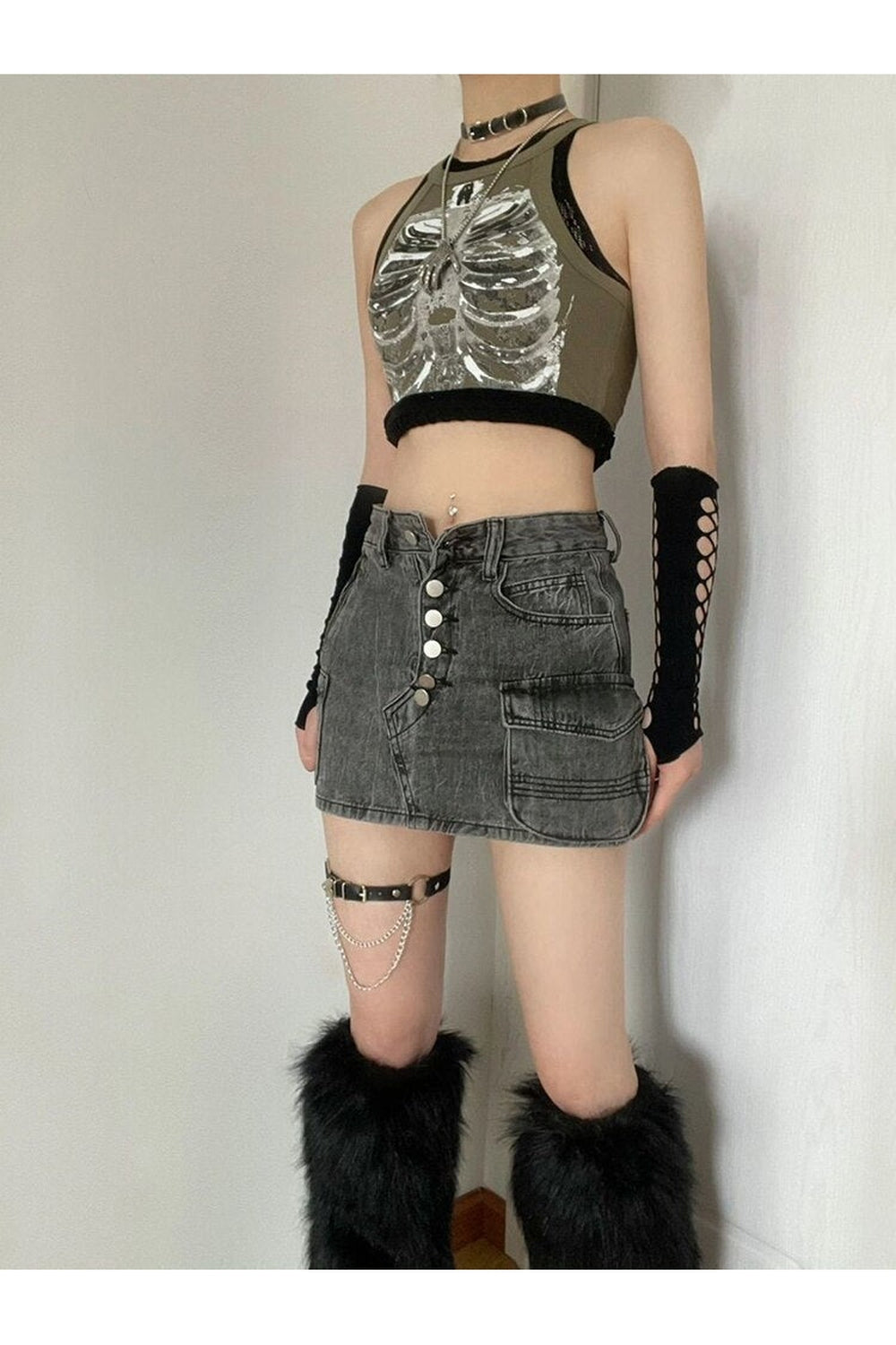 Buy Cyber Y2k Skeleton Crop Top - Shoptery