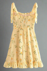 Buy Lemon Print Plaid Dress - Shoptery