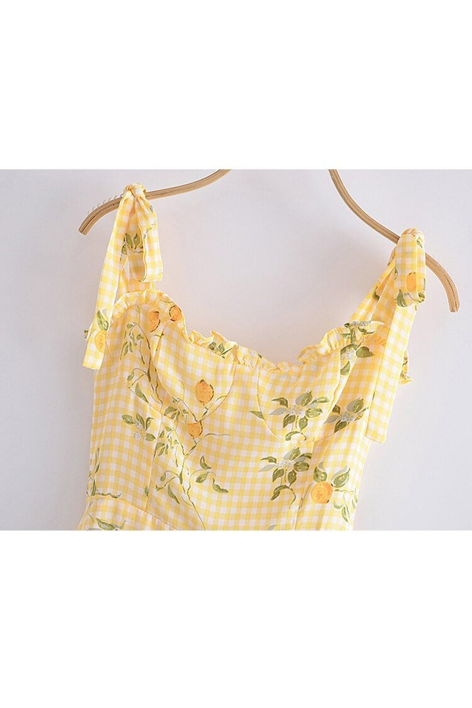 Buy Lemon Print Plaid Dress - Shoptery