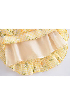 Buy Lemon Print Plaid Dress - Shoptery