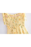 Buy Lemon Print Plaid Dress - Shoptery